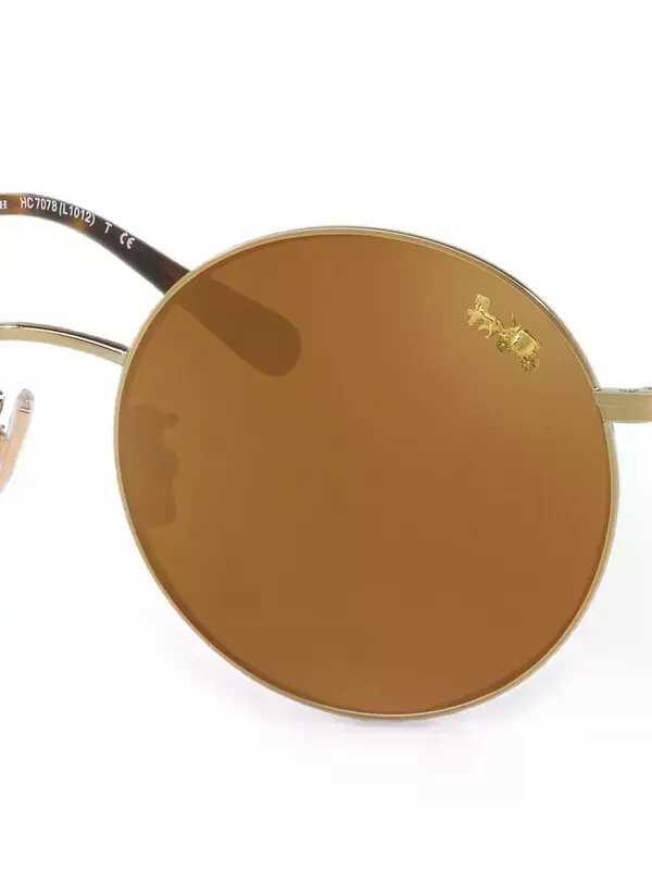 COACH Round Frame Logo Plaque Sunglasses