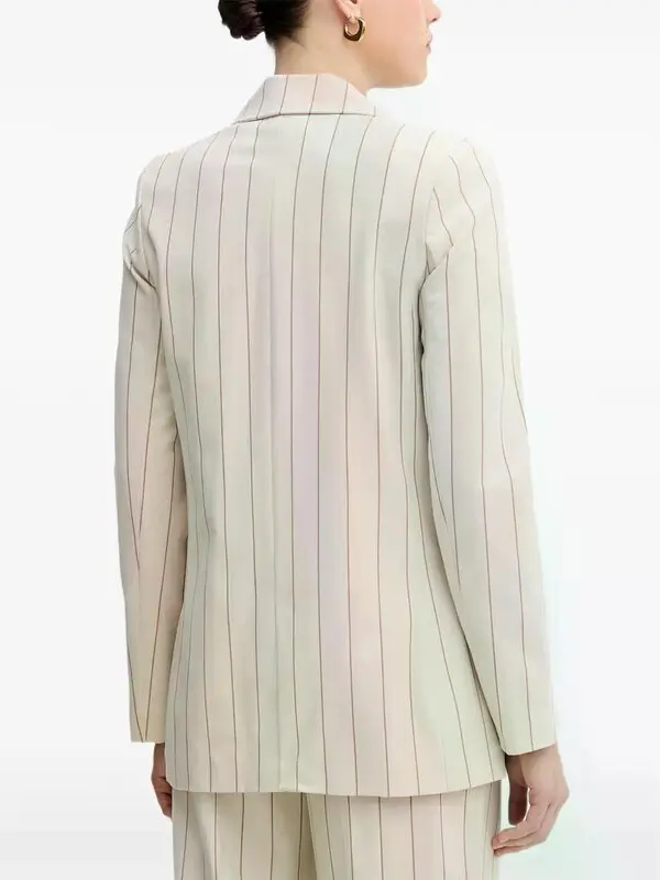 BENETTON Double-breasted Pinstripe Blazer - Neutrals