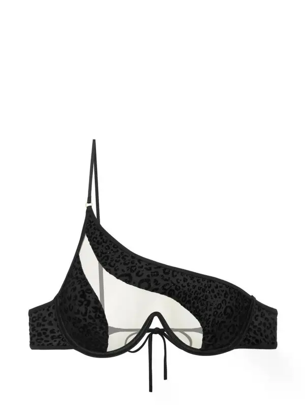 GOD SAVE QUEENS Gigi Leopard-print Bikini Top - Black