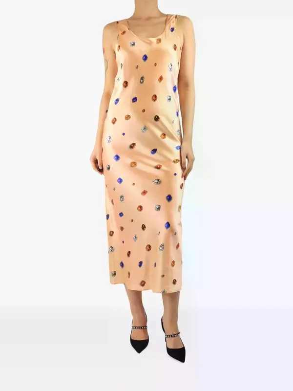 Sportmax Peach Jewel-print Slip Dress - Orange