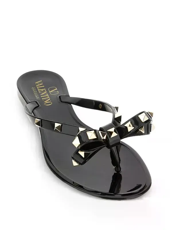 Valentino Garavani Rockstud Bow Detail Slides - Black
