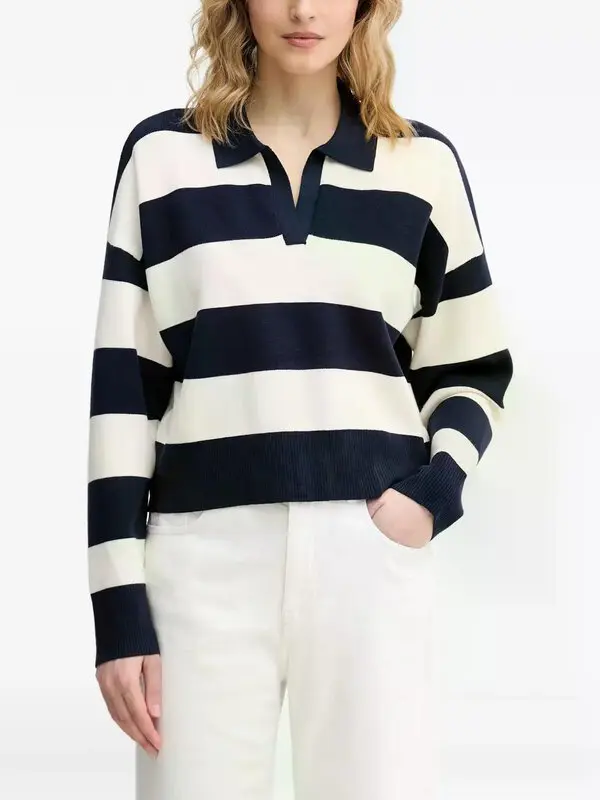 BENETTON Striped Polo-collar Sweater