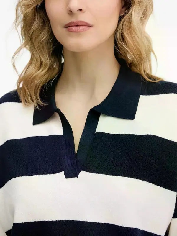 BENETTON Striped Polo-collar Sweater