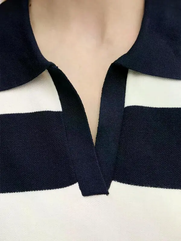 BENETTON Striped Polo-collar Sweater