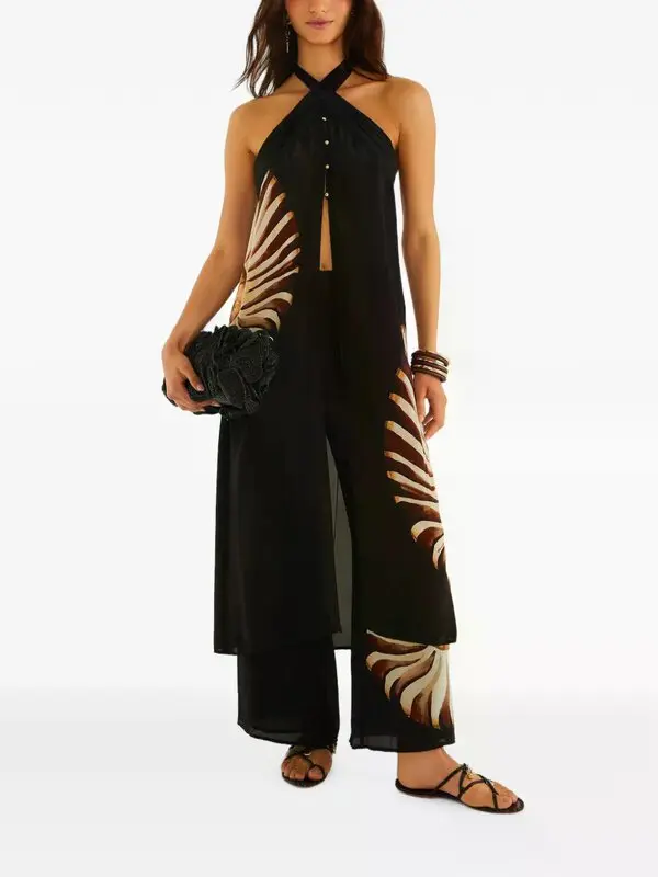 Farm Rio Ammonite Printed Halterneck Top