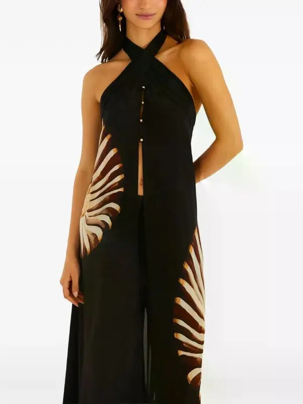 Farm Rio Ammonite Print Halterneck Top