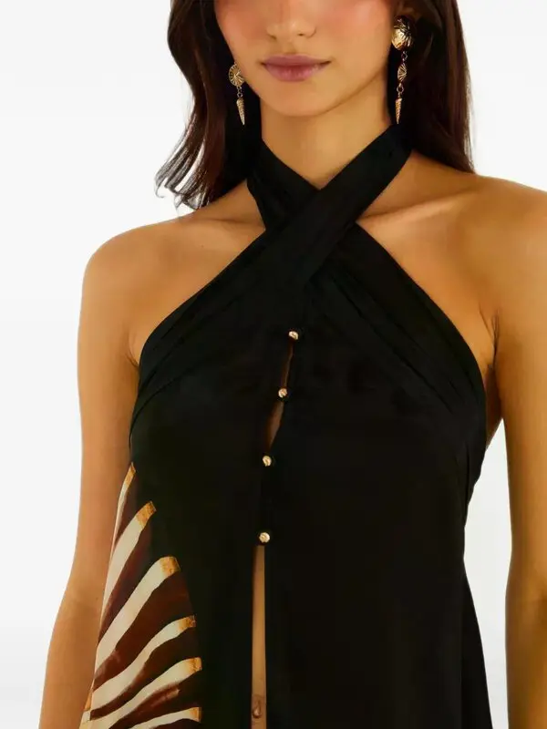 Farm Rio Ammonite Print Halterneck Top