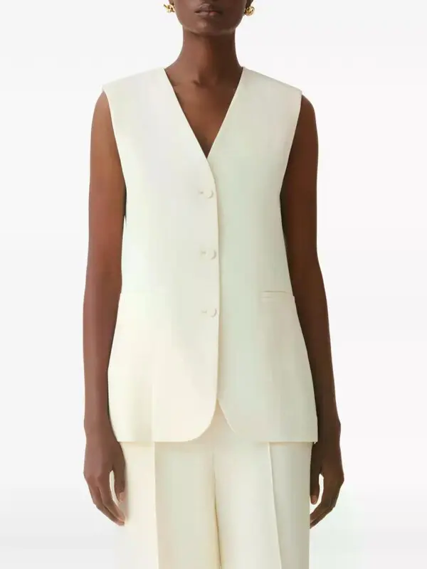 Fabiana Filippi Ecru V-neck Sleeveless Vest - Neutrals