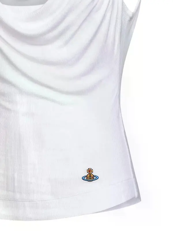 VIVIENNE WESTWOOD Orb Embroidered Cowl Neck Top - White