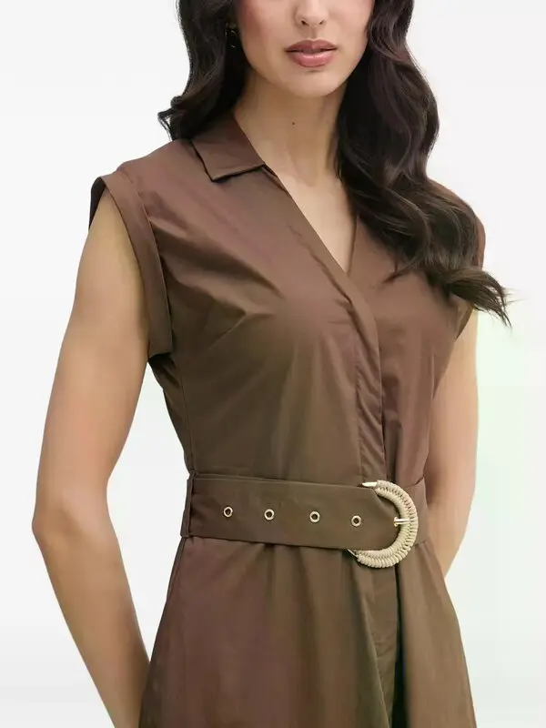 GAUDI Belted V-neck Midi Dress