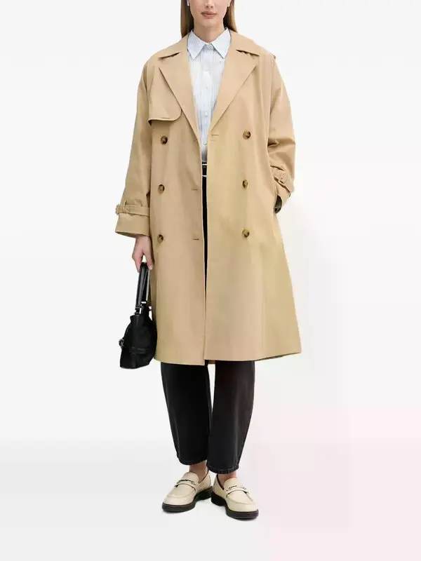 BENETTON Double-breasted Belted Trench Coat