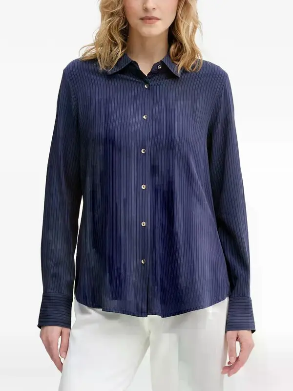 BENETTON Pinstripe Pattern Button-up Shirt