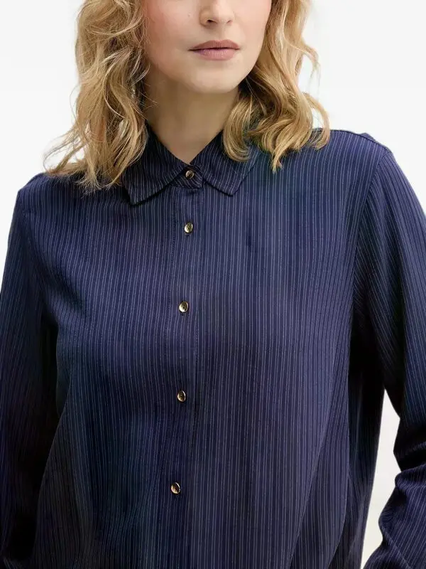 BENETTON Pinstripe Pattern Button-up Shirt