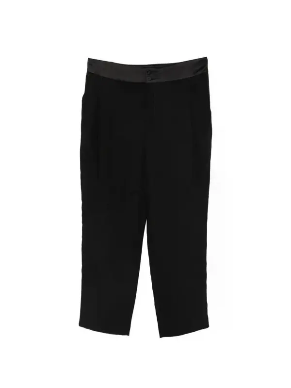 HANITA Satin-waistband Cropped Trousers - Black