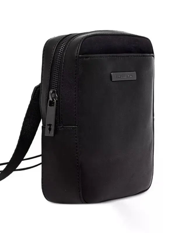 TRUSSARDI Messenger Bag With Logo Plaque - Black