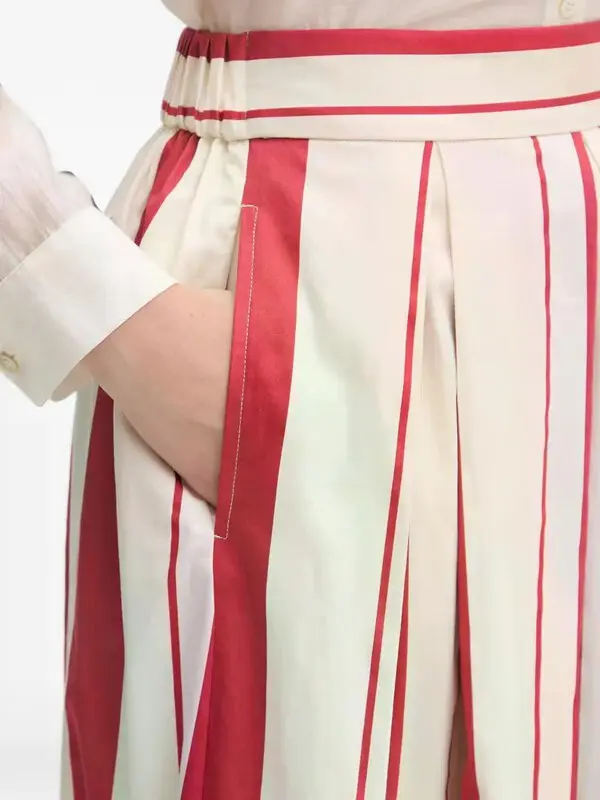 BENETTON Vertical-stripe Pleated Midi Skirt