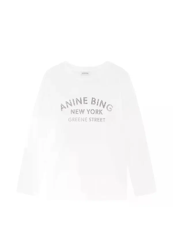 ANINE BING Ivan Long-sleeve New York Stencil T-shirt In Ivory - White