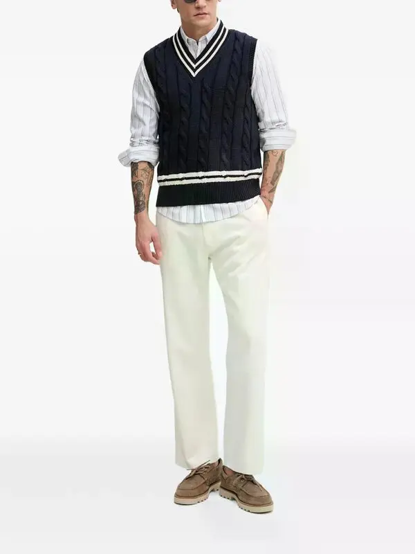 BENETTON Cable Knit Striped Sweater