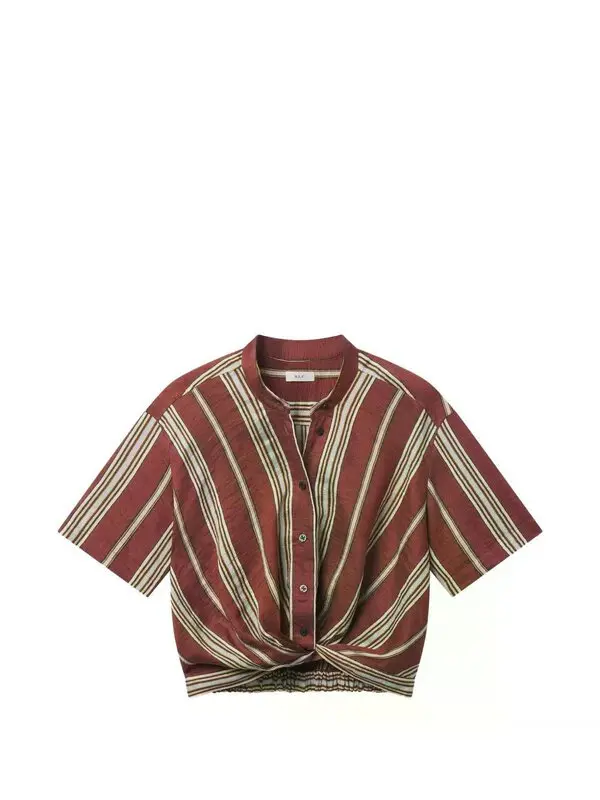 A.L.C. Leonore Striped Twist-front Top