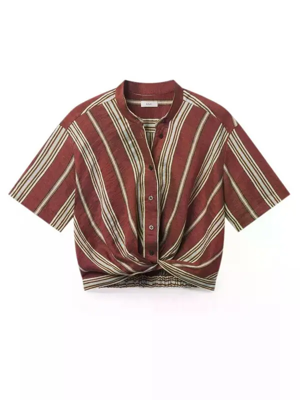 A.L.C. Leonore Striped Twist-front Top