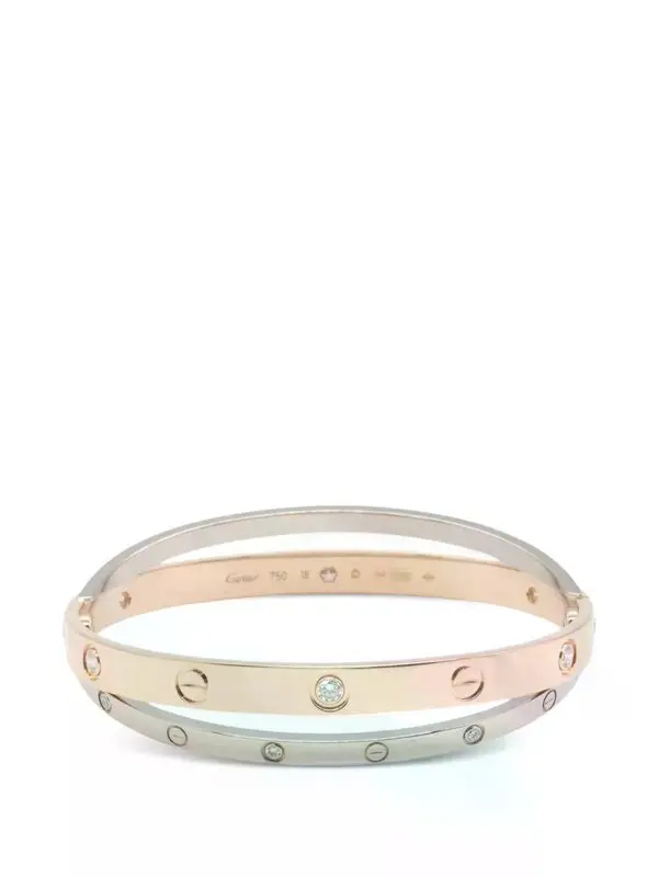 Cartier Love Diamond Bracelet In 18k White And Rose Gold - Pink