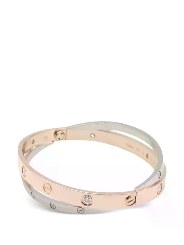 Cartier Love Diamond Bracelet In 18k White And Rose Gold