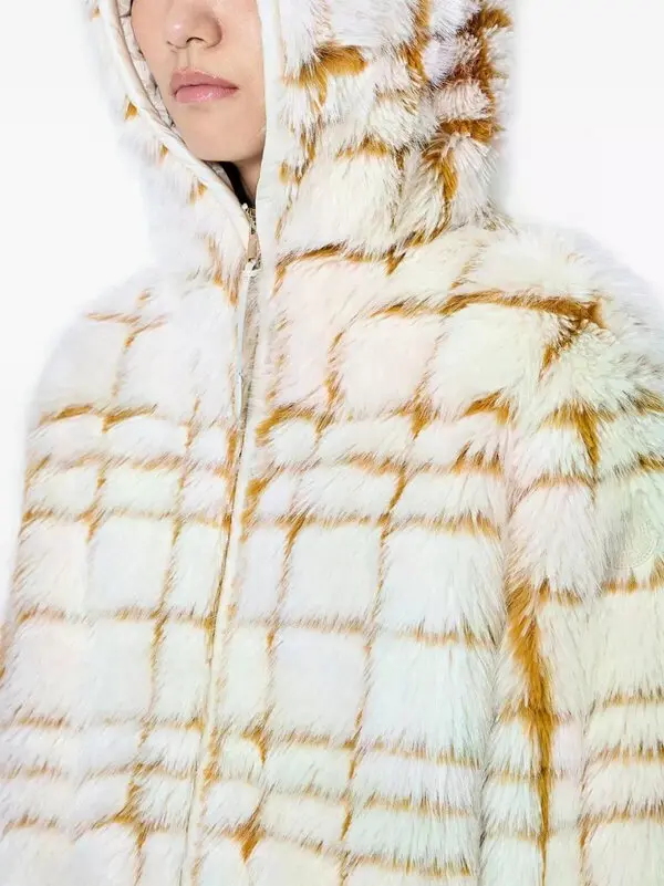Moncler Check-patterned Faux-fur Jacket