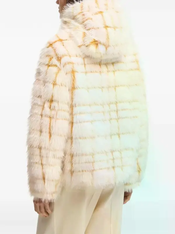 Moncler Check-patterned Faux-fur Jacket