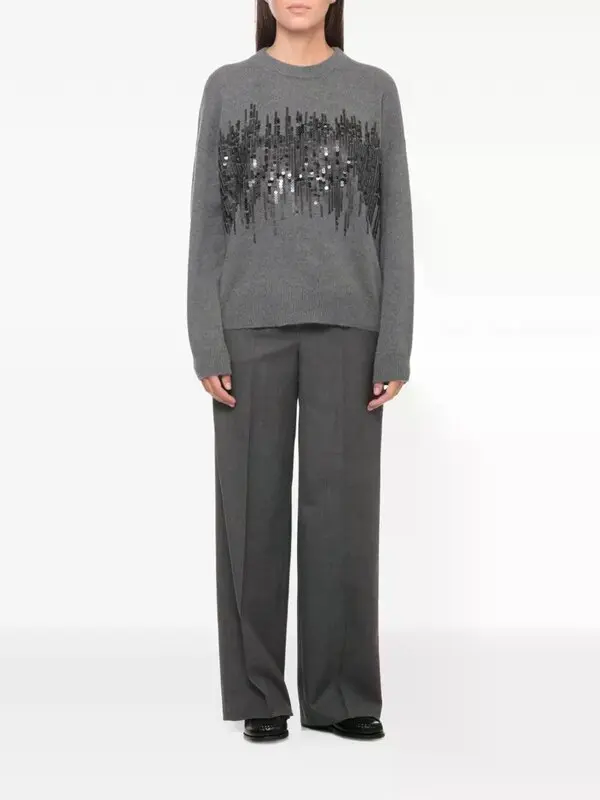 Peserico Sequin Embellished Drop Shoulder Jumper - Grey