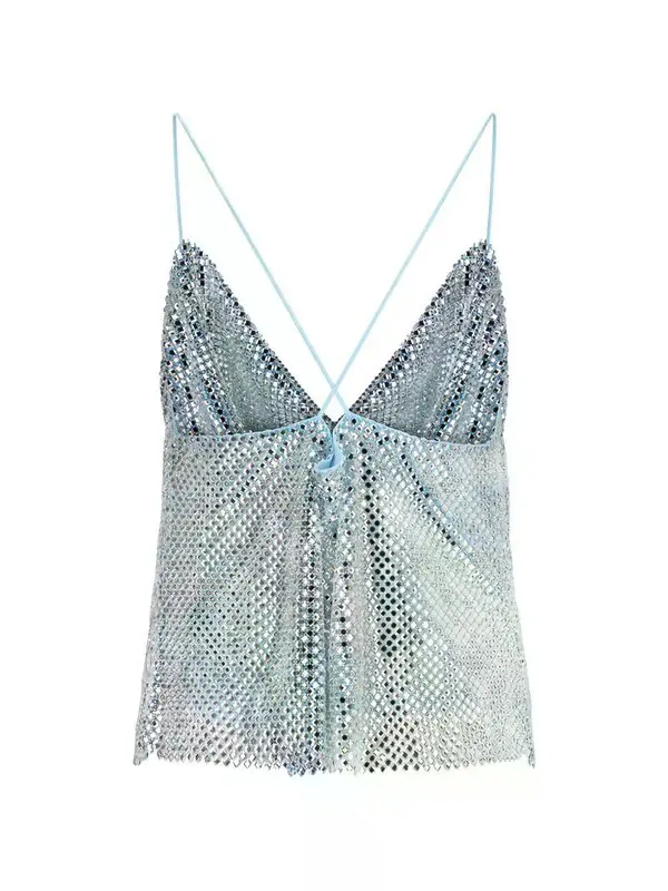 Retrofete Shiloh Crystal-embellished Top - Silver