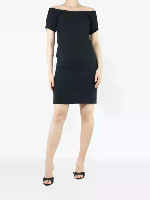 JIL SANDER Off-shoulder Short-sleeve Midi Dress - Black