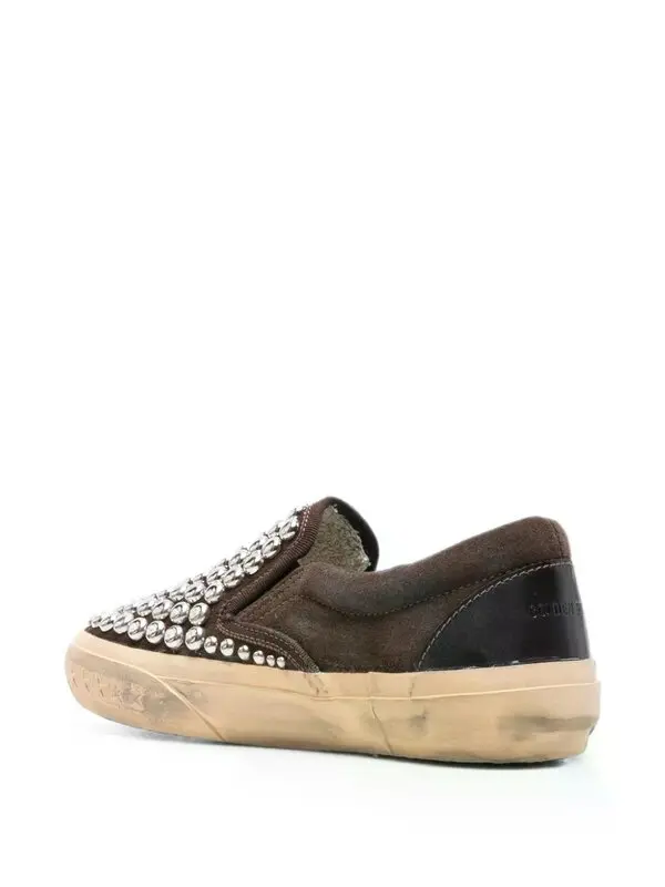 GOLDEN GOOSE Stud-embellished Leather Sneakers - Brown