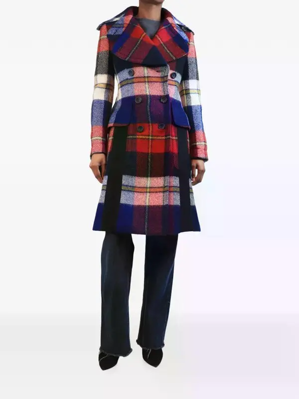 Prada Double-breasted Plaid Coat - Black