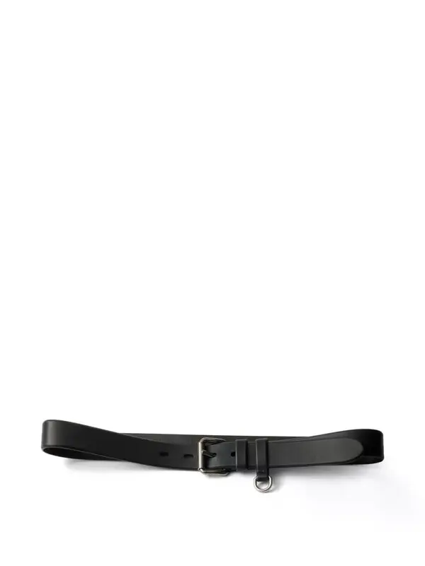 Prada Leather Belt With Engraved Buckle - Black