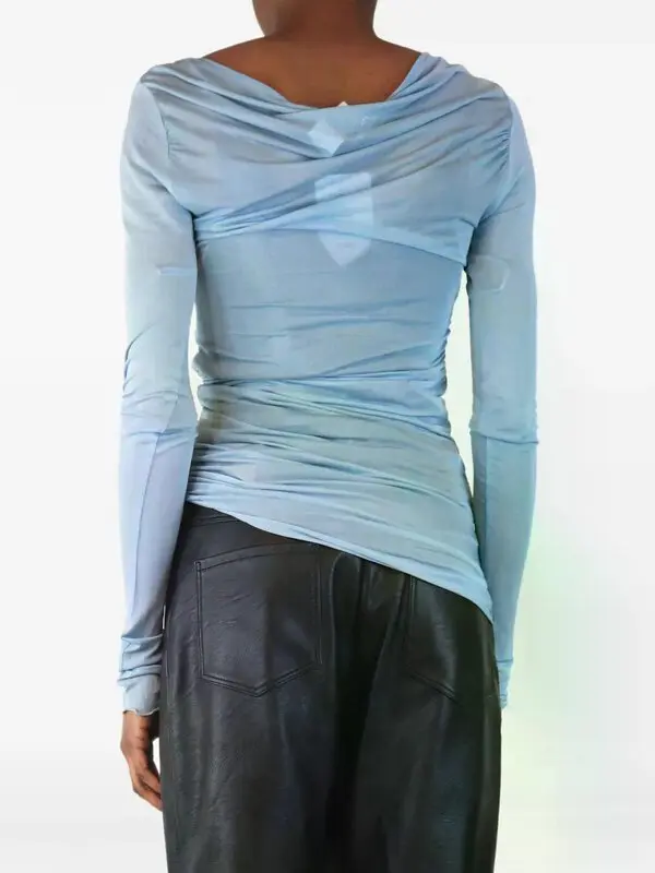 Blumarine Ruched Long-sleeved T-shirt - Blue