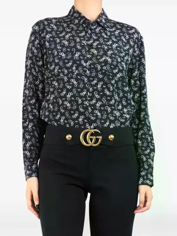 Saint Laurent Silk Motorcycle Print Shirt
