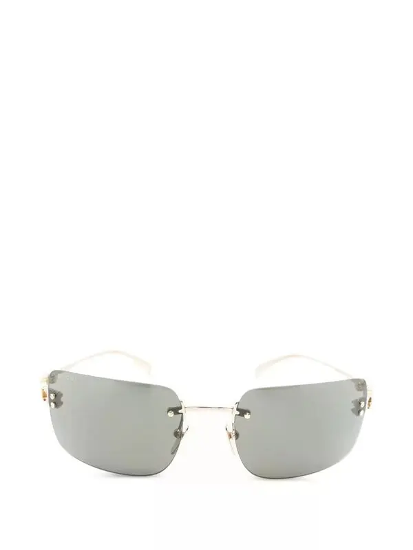 Gucci Rimless Logo Lettering Sunglasses - Gold