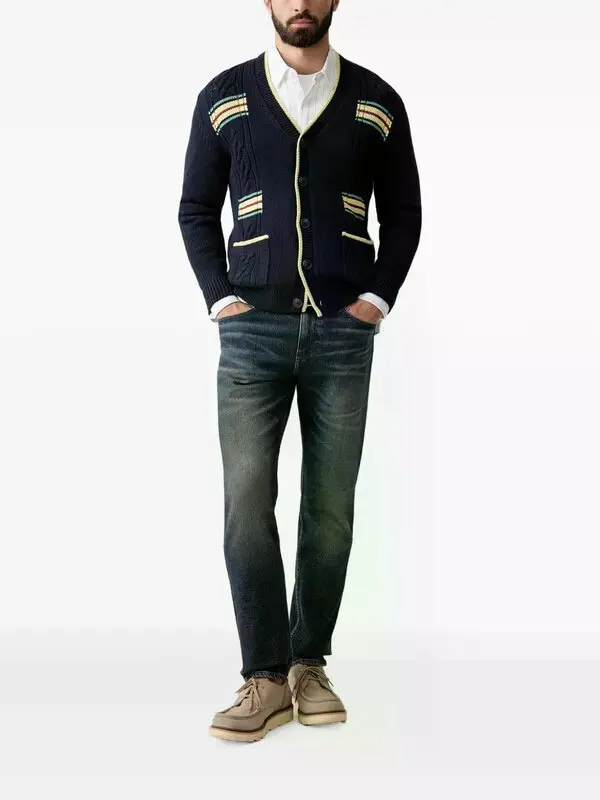 BENETTON Cable-knit Striped Cardigan