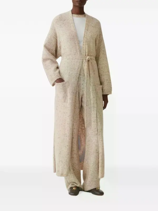 Fabiana Filippi Belted Flecked Maxi Cardigan - Neutrals