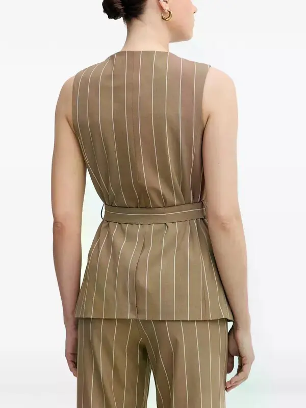 BENETTON Pinstripe Belted Top