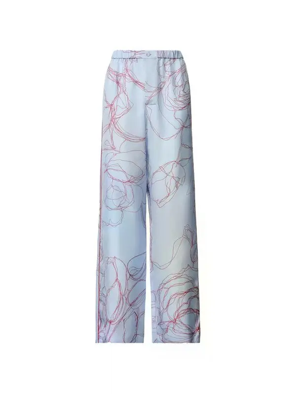 Fabiana Filippi Floral Print Silk-satin Trousers - Blue