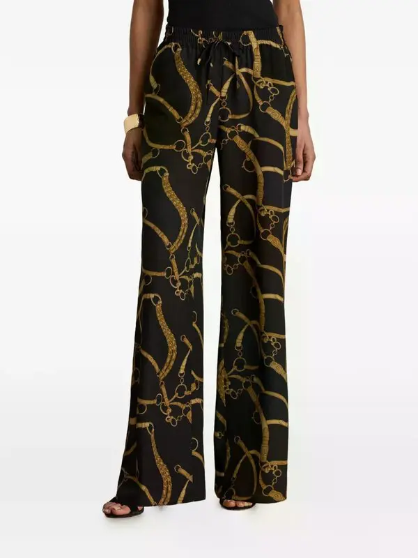 Ralph Lauren Belting Print Wide-leg Trousers