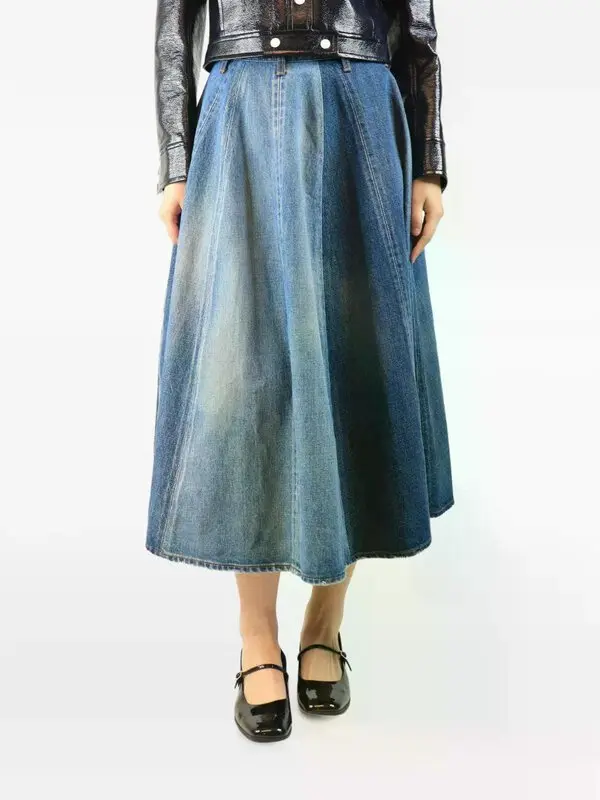 Celine Two-tone Flared Skirt - Blue