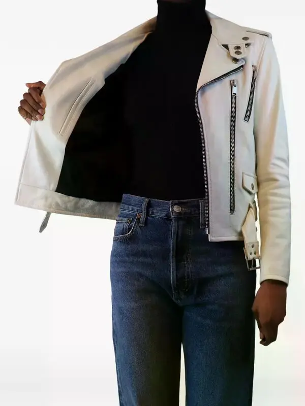 Saint Laurent Belted Leather Biker Jacket
