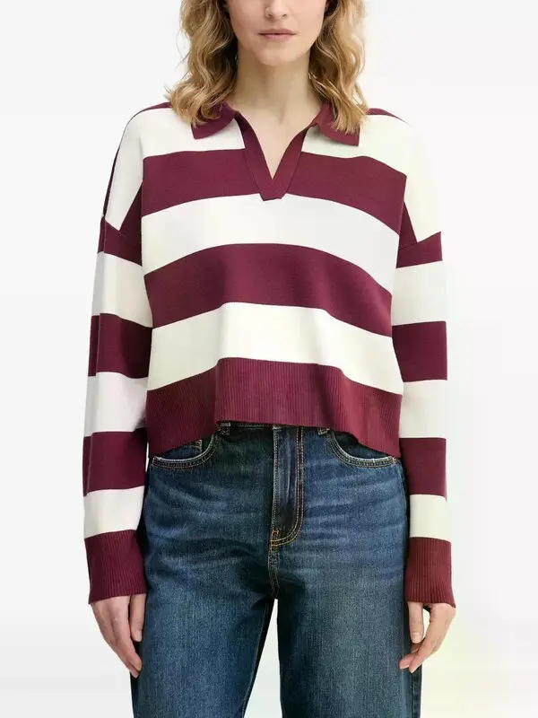 BENETTON Striped Polo-collar Sweater
