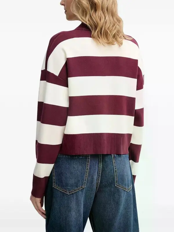 BENETTON Striped Polo-collar Sweater