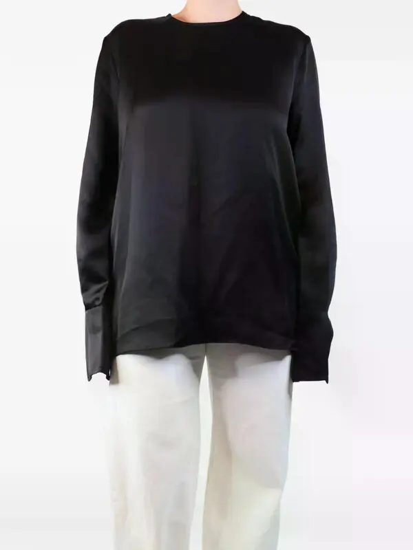 Raey Satin Wide-cuff Blouse - Black