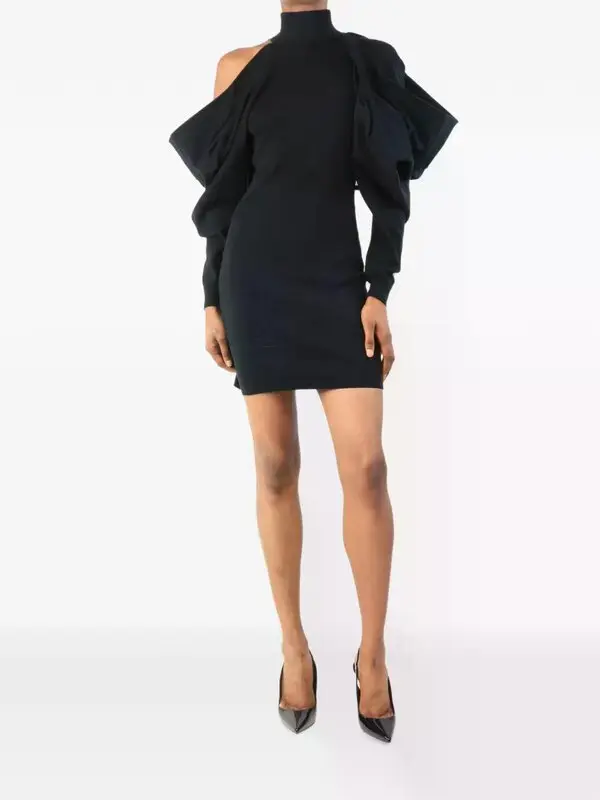LOUIS VUITTON Cold-shoulder Puff-sleeve Mini Dress