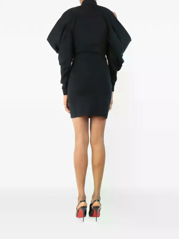 LOUIS VUITTON Cold-shoulder Puff-sleeve Mini Dress