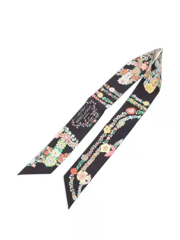 Hermès Brides De Gala En Fleurs Twilly Scarf - Black